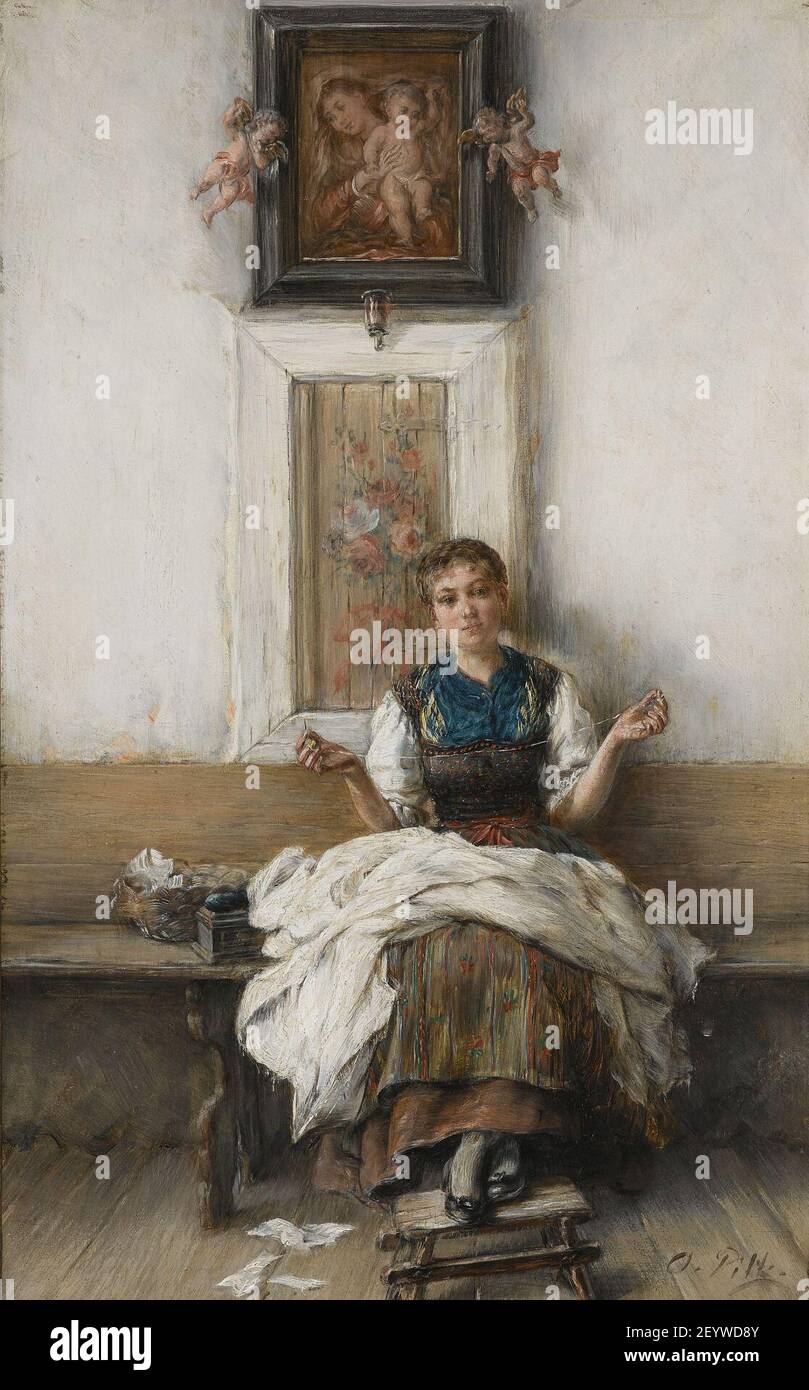 Otto Piltz - Die Näharbeit (1891 Stock Photo - Alamy