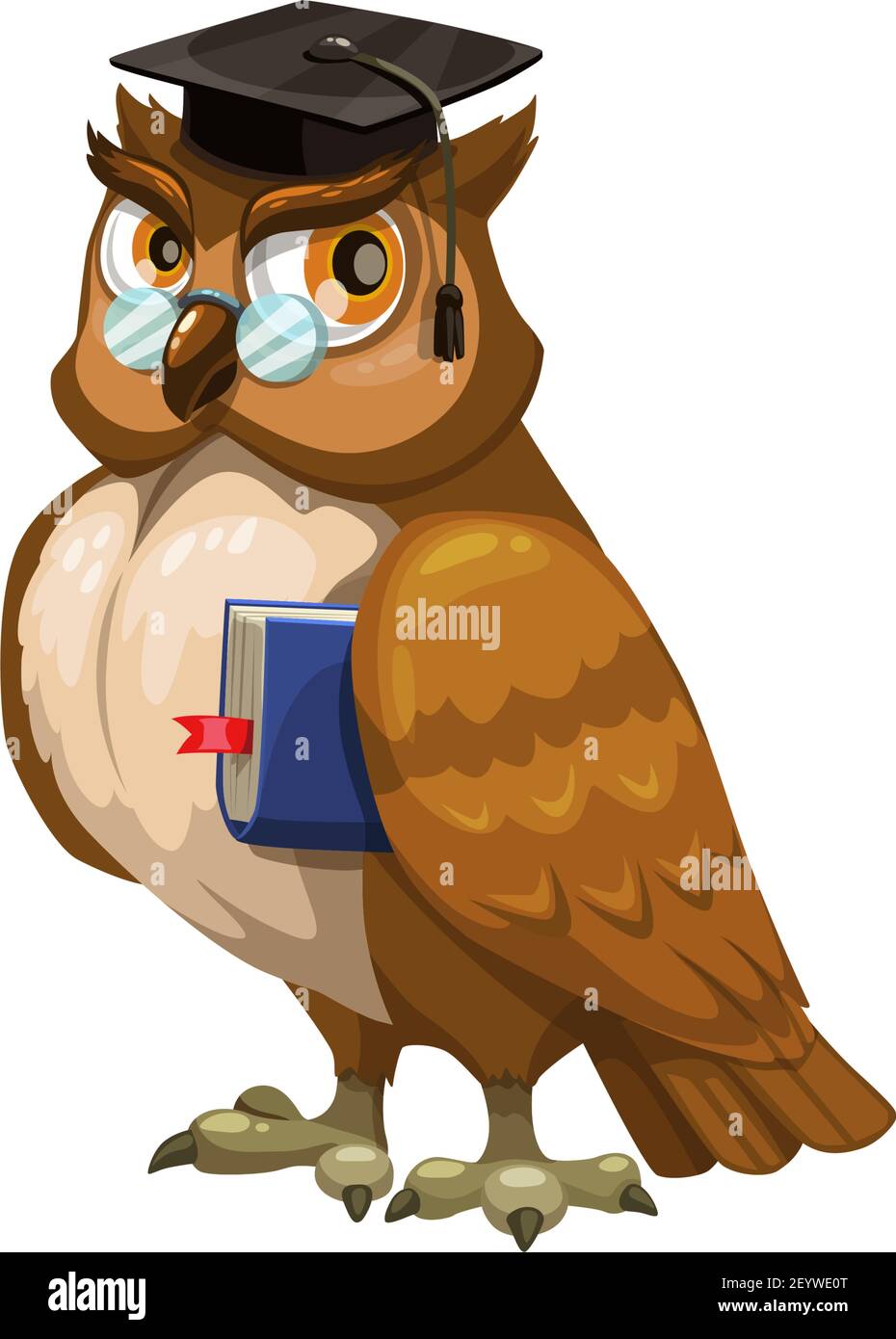 Owl in graduation cap and glasses isolated bird. Vector feathered ...