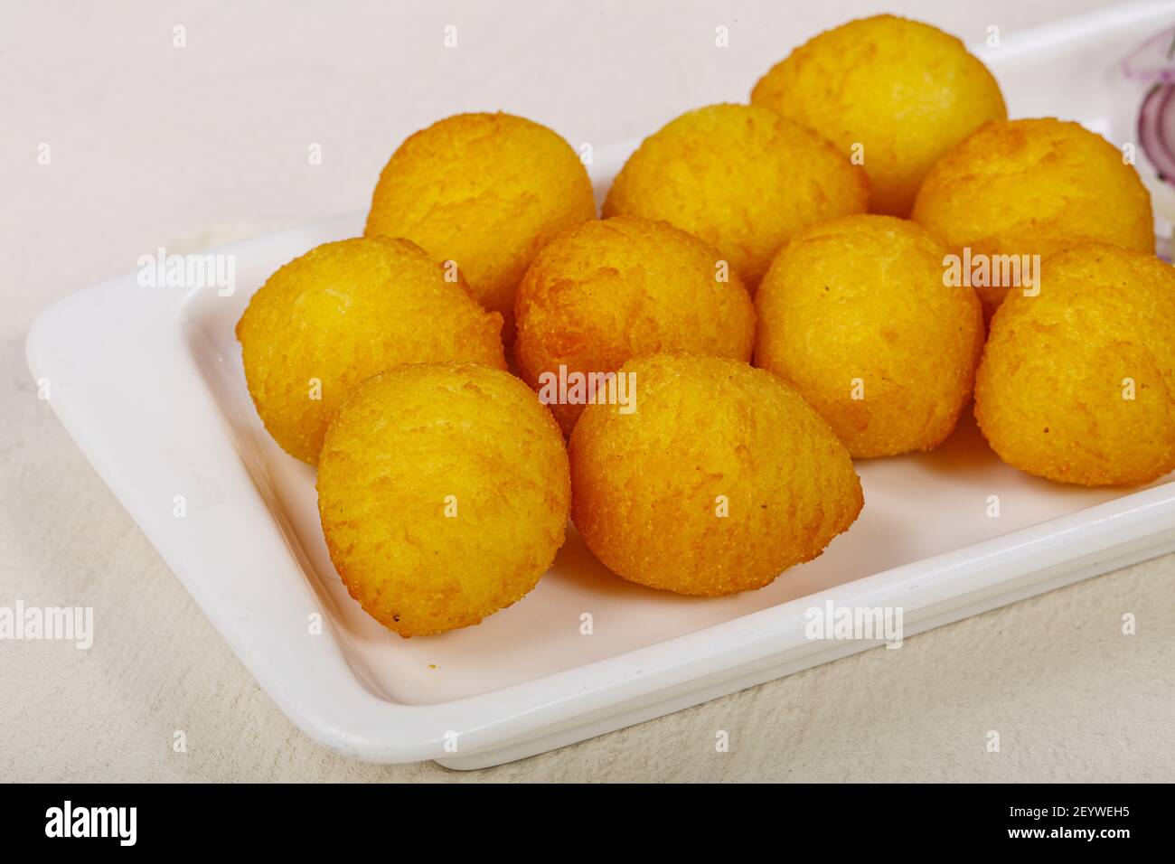 Tasty hot crispy fried potato balls Stock Photo - Alamy
