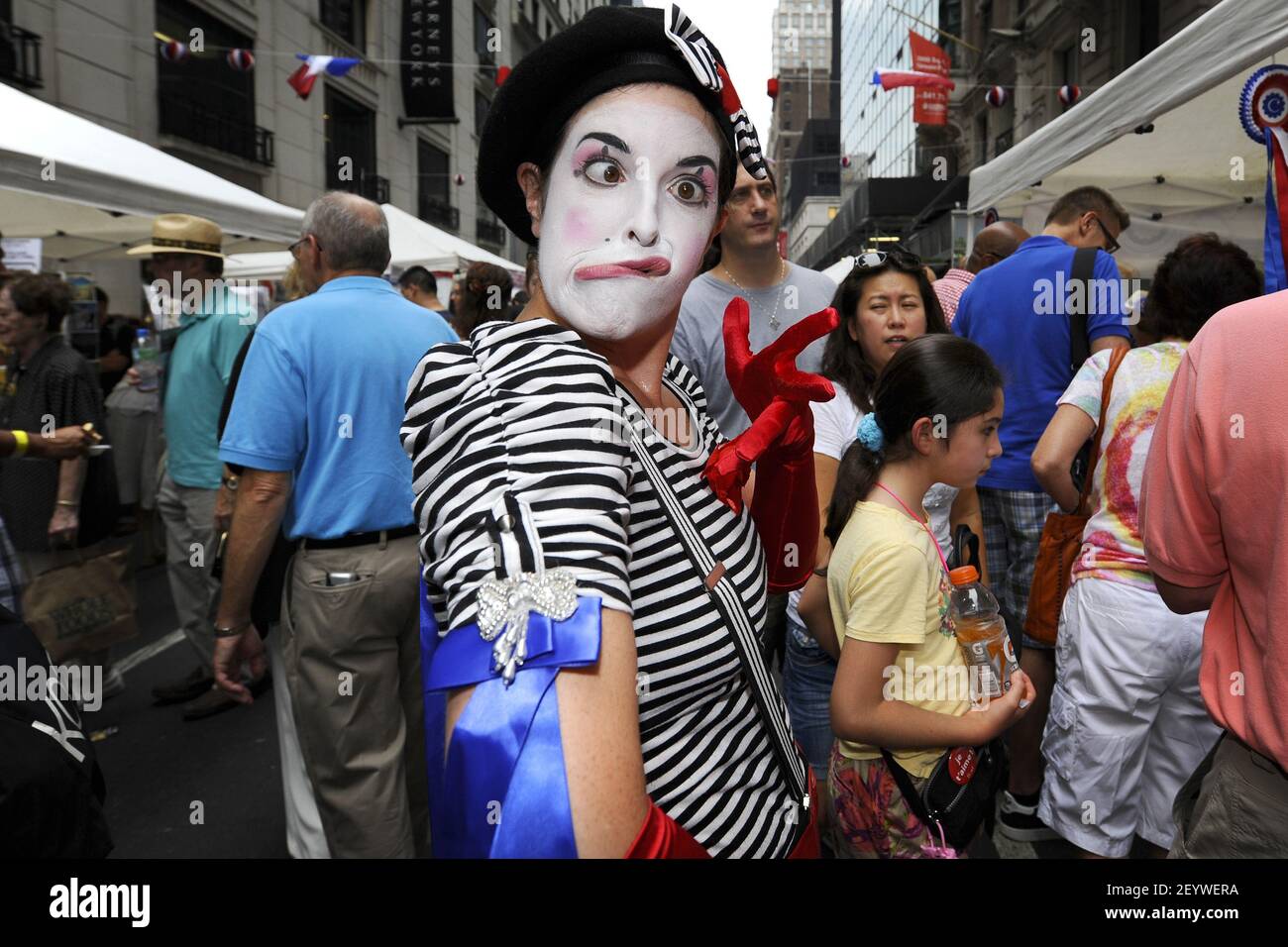 15 July 2012 - New York - A white-face painted french pantomime attends ...