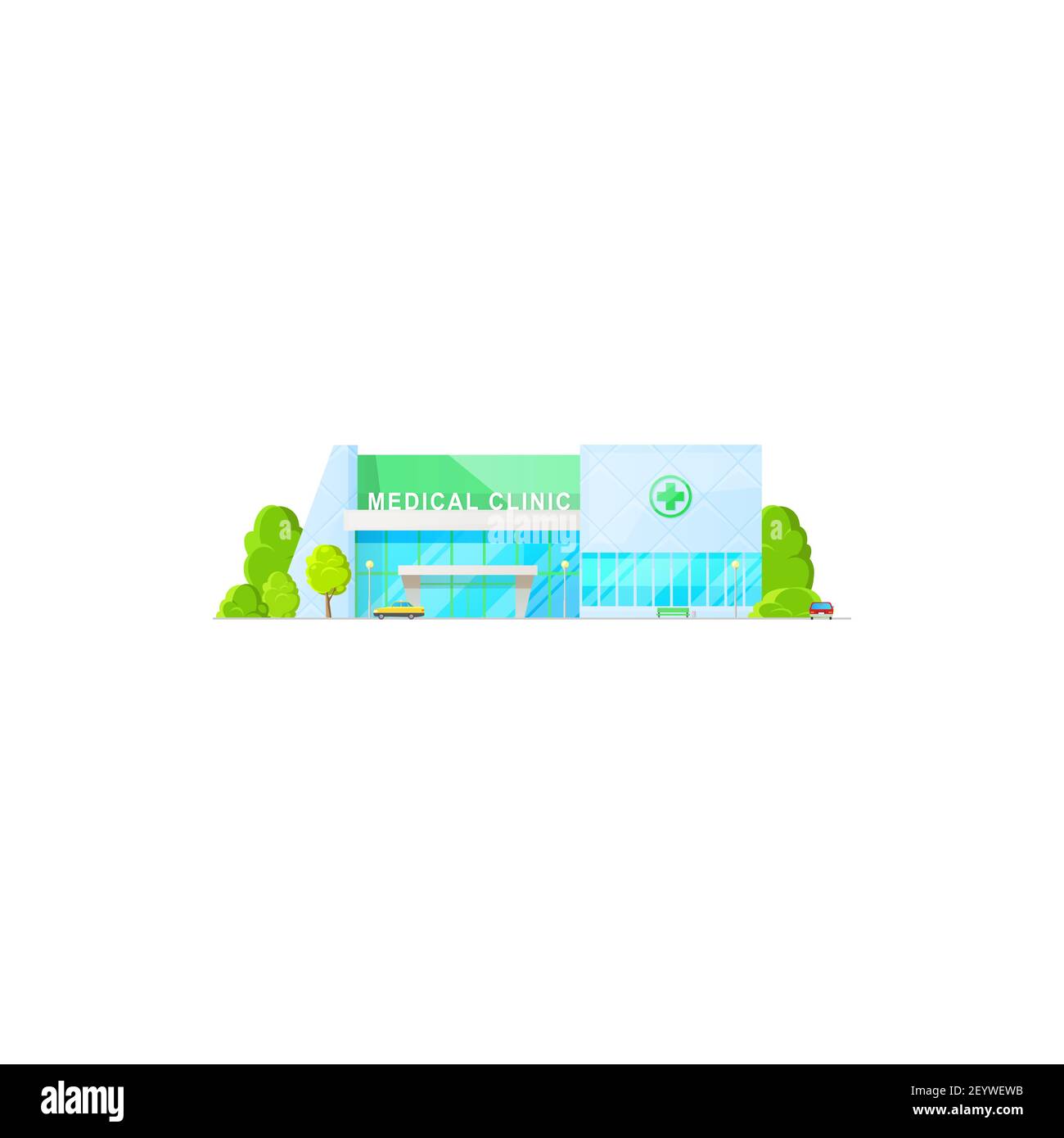 Medical clinic healthcare center isolated building exterior. Vector ...