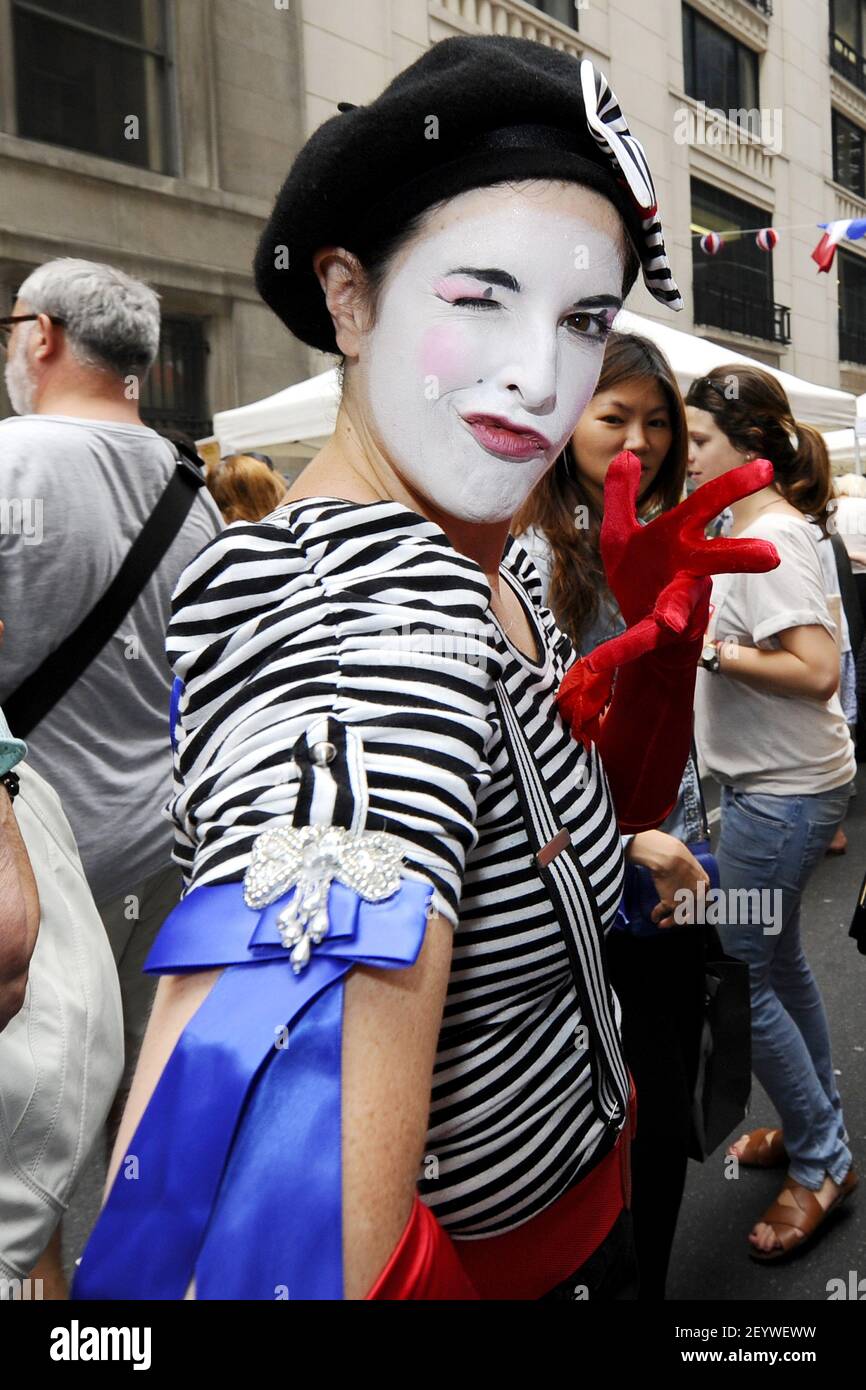 15 July 2012 - New York - A white-face painted french pantomime attends ...