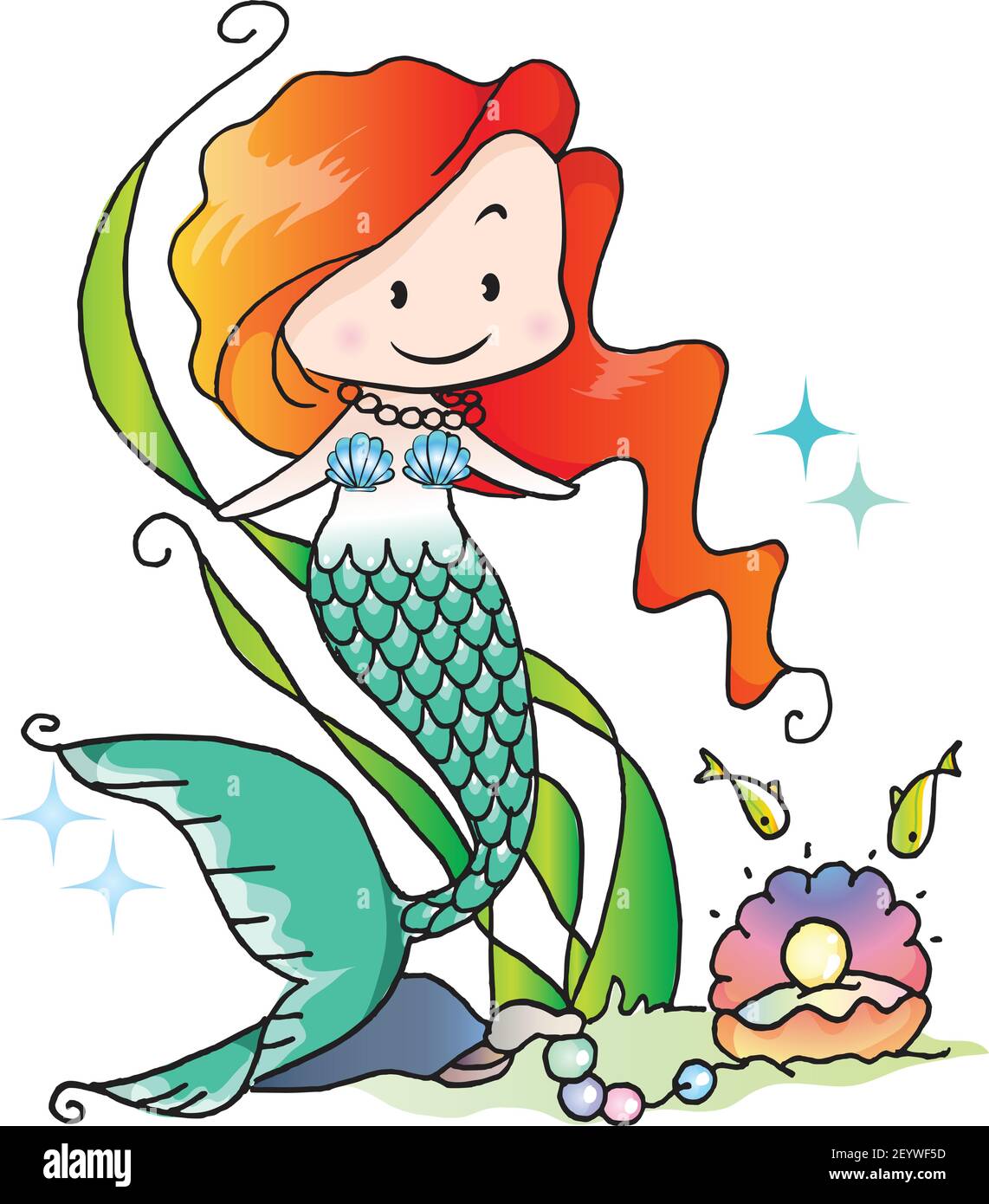 Mermaid cartoon vector vectors Cut Out Stock Images & Pictures - Alamy