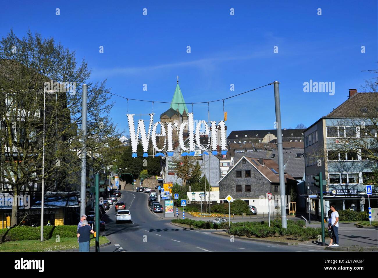 Essen Werden, NRW, Germany: Seen from und bridge over the river Ruhr ...