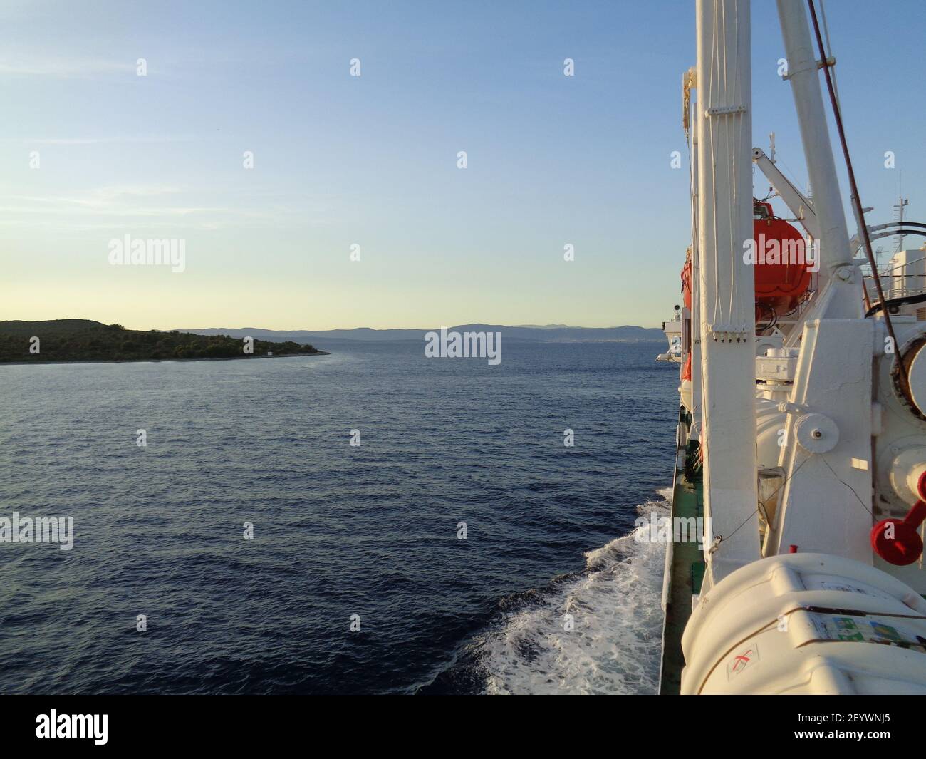 On a ferry between Vis and Split, Croatia at the Adriatic or ...