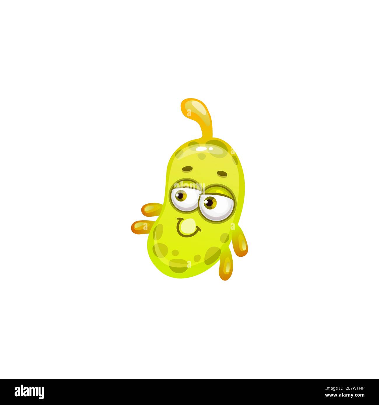 Oblong yellow virus smiling emoticon isolated germ. Vector bacterial ...
