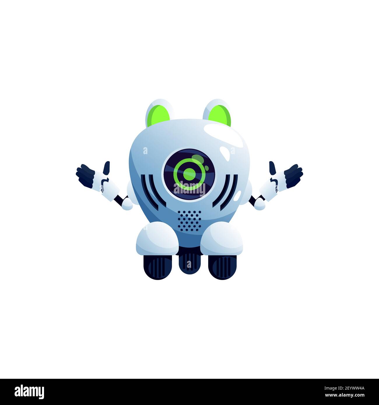 Robot animal frog pet isolated cyborg toy with big green eyes on ...