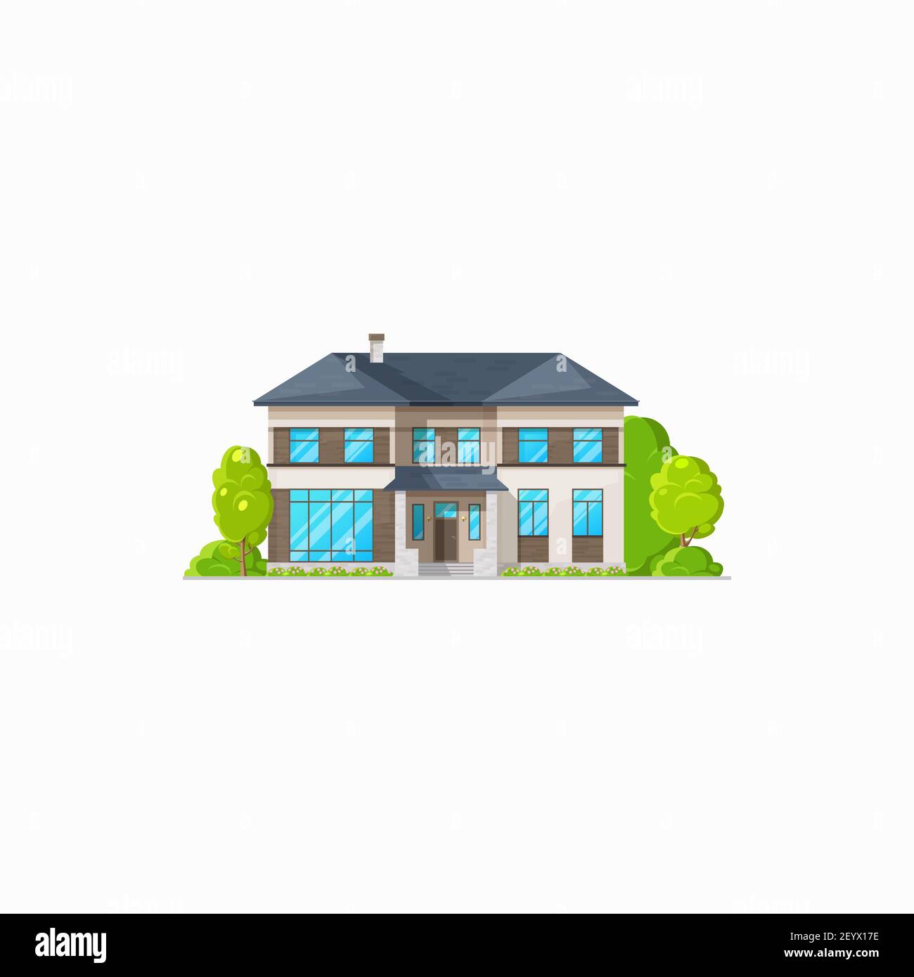 Rural building villa cottage isolated realistic house. Vector retro ...