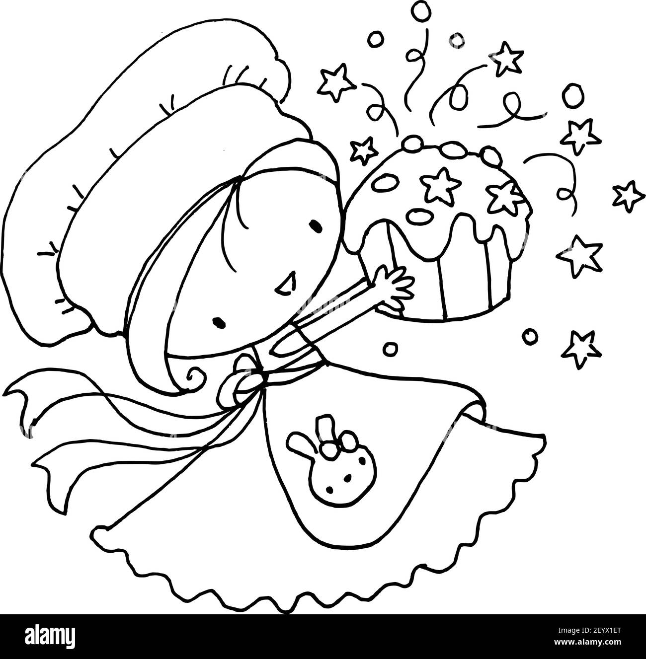 vector cartoon girl bake cake Stock Vector Image & Art - Alamy