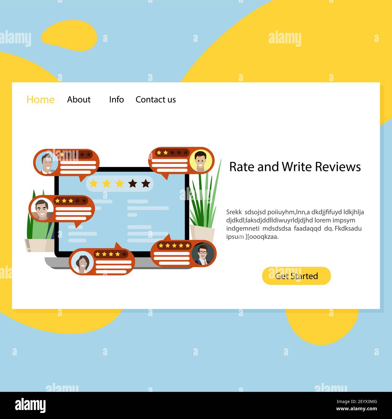 Rate and write review landing page, comment in the internet. Feedback ...