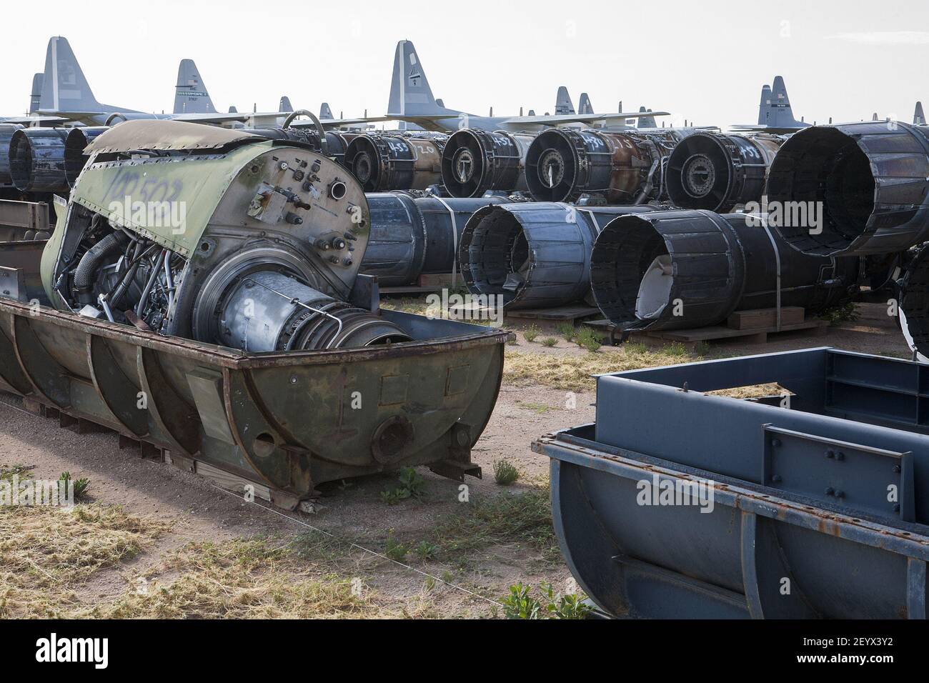 9 August 2012 - Tucson, Arizona- Surplus jet engines in storage at the ...