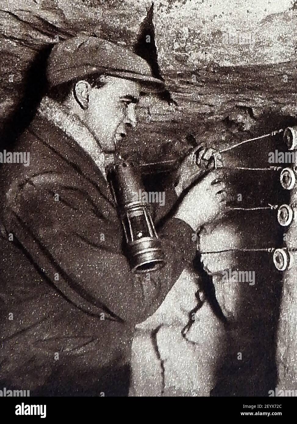 An old photograph (circa 1940's) showing am American safety officer ...