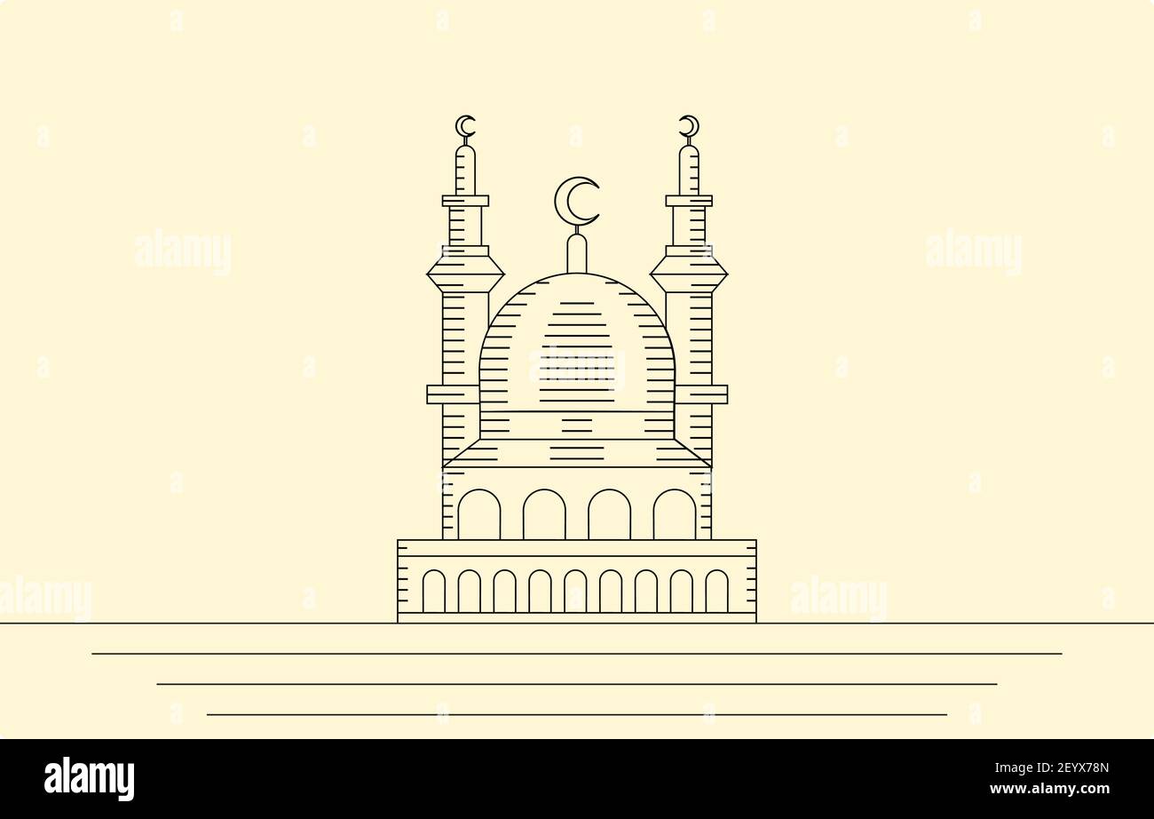 Illustration Vector of Mosque Line Art Design Template suitable for ...