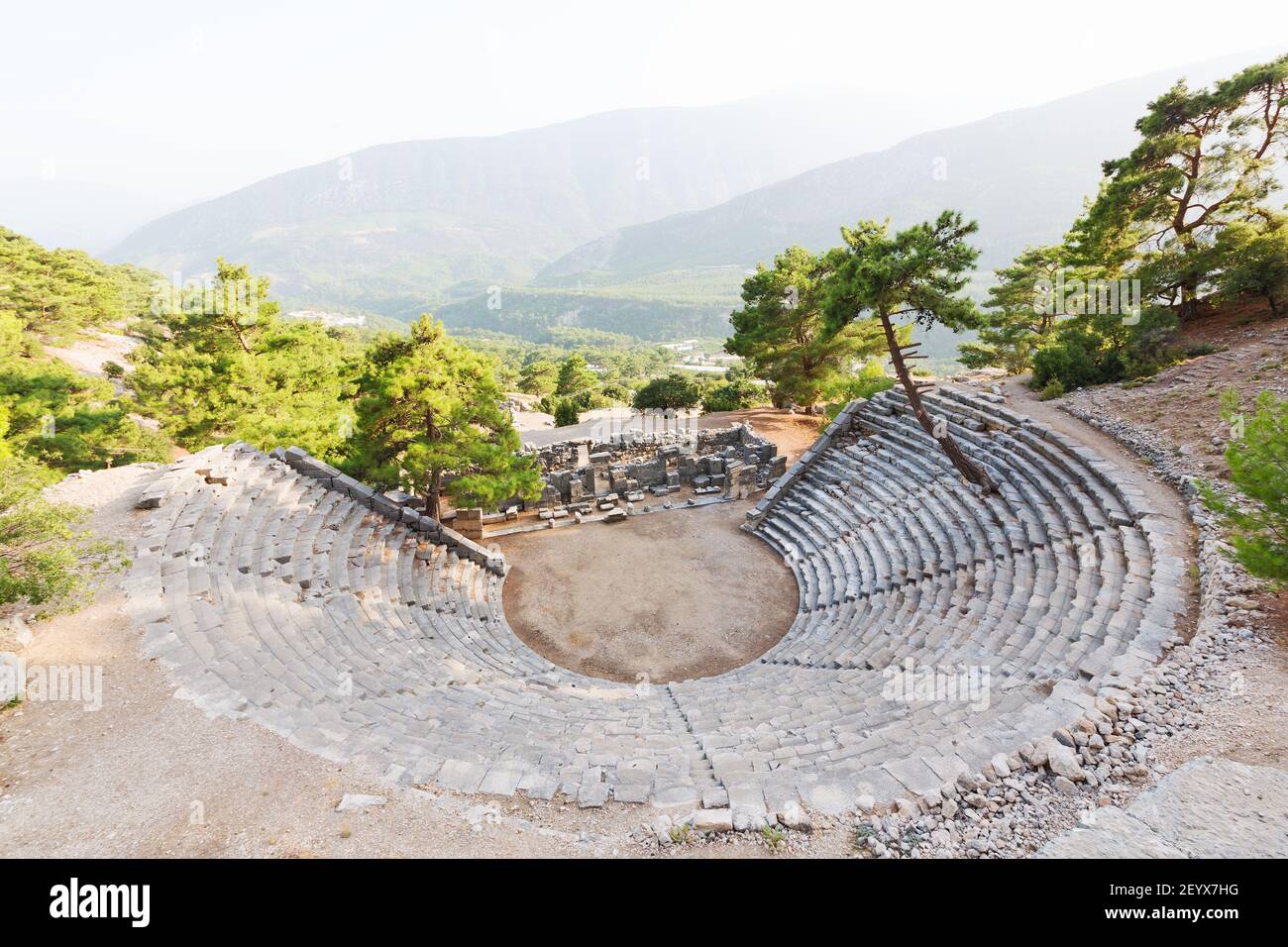 Ruins stone theatre arykanda sky and old temple Stock Photo - Alamy