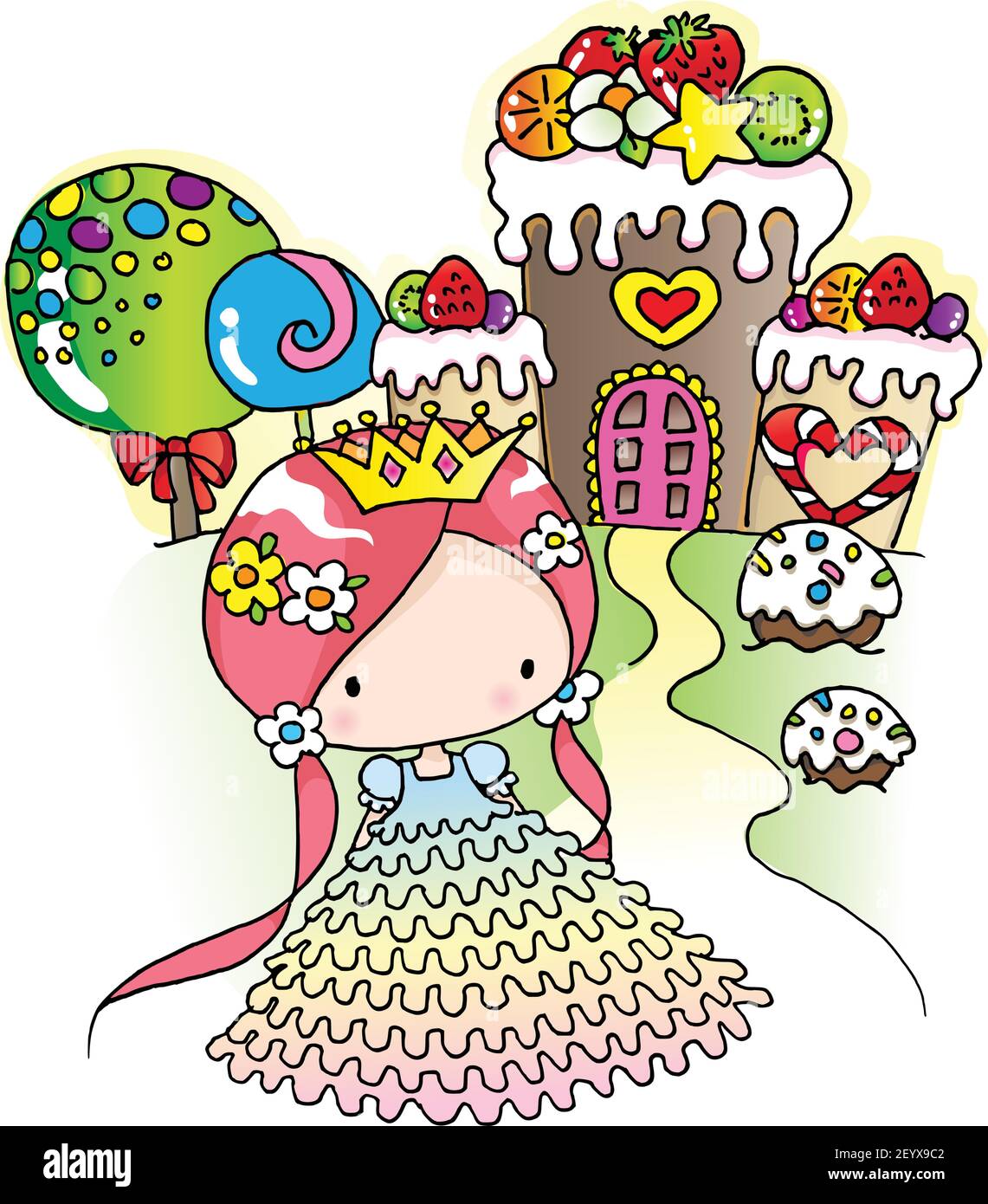 Princess in candy castle Stock Vector Images - Alamy