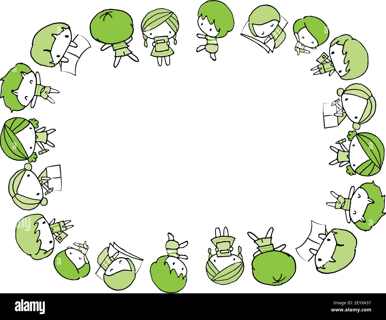 vector cartoon kids circle border frame background Stock Vector Image ...