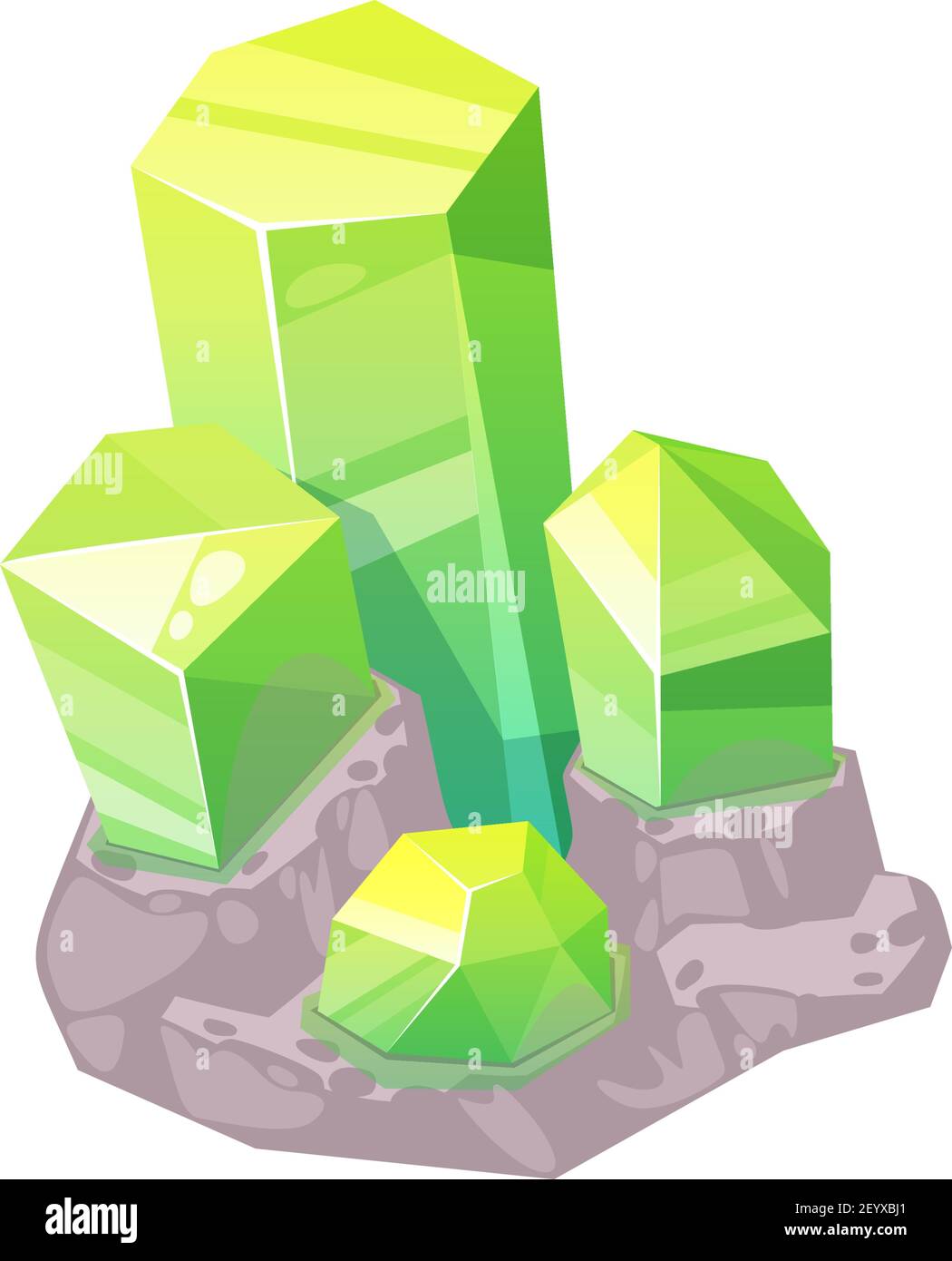 Topaz green mineral isolated shiny natural gem precious stone. Vector ...