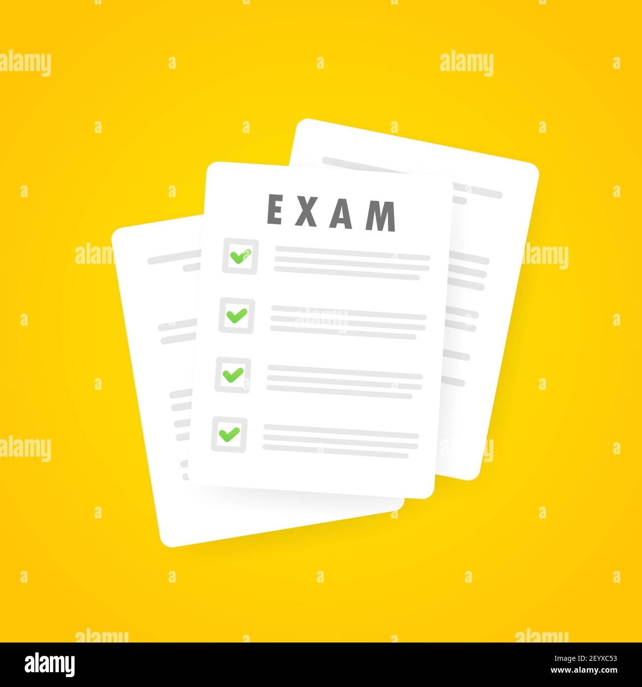 Exam paper banner. School examination. Vector on isolated background ...