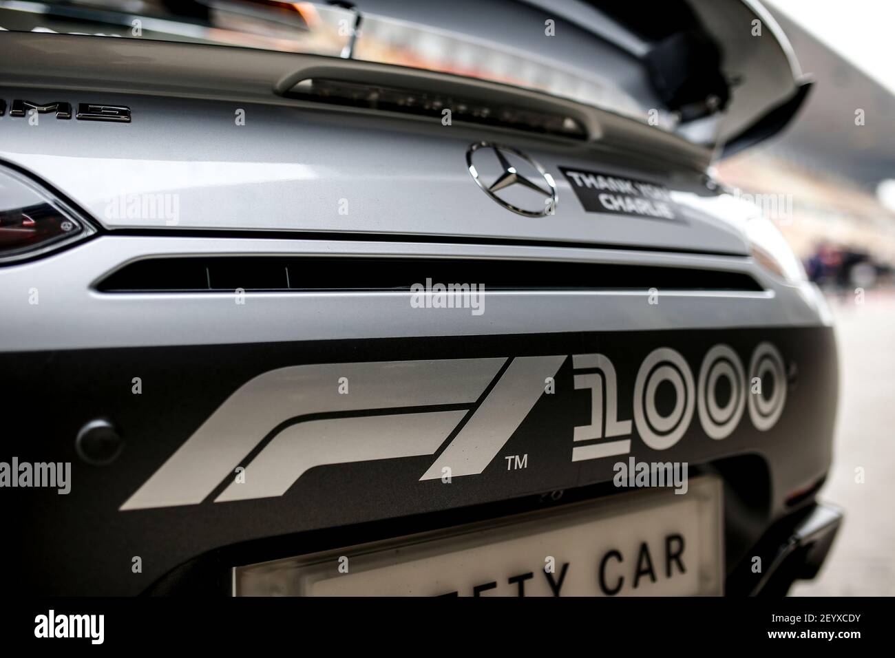 F1 1000th race sticker on the Safety Car during 2019 Formula 1 FIA ...
