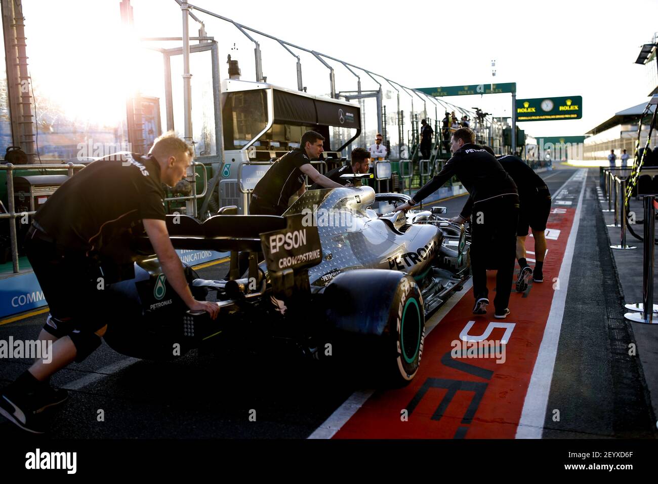 Mercedes AMG F1 GP W10 Hybrid EQ Power+, mechanics during 2019 Formula ...