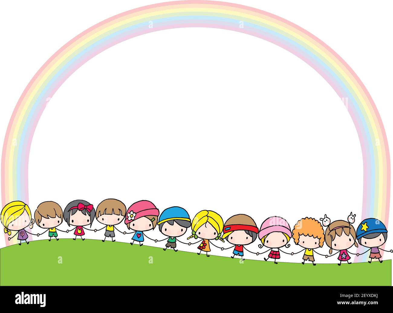 vector cartoon kids border frame rainbow background Stock Vector Image ...