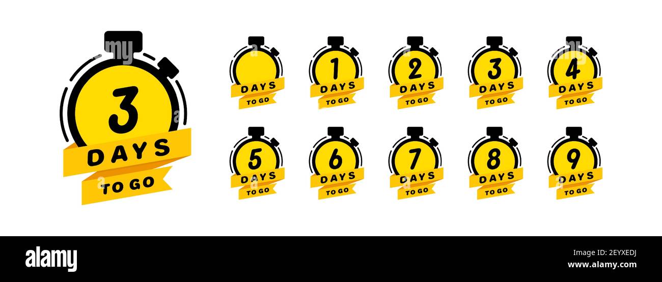 Days to go icon set. Countdown left days banner. Vector on isolated ...