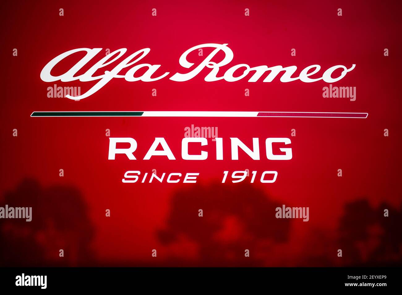 Alfa Romeo Racing team logo during 2019 Formula 1 FIA world ...