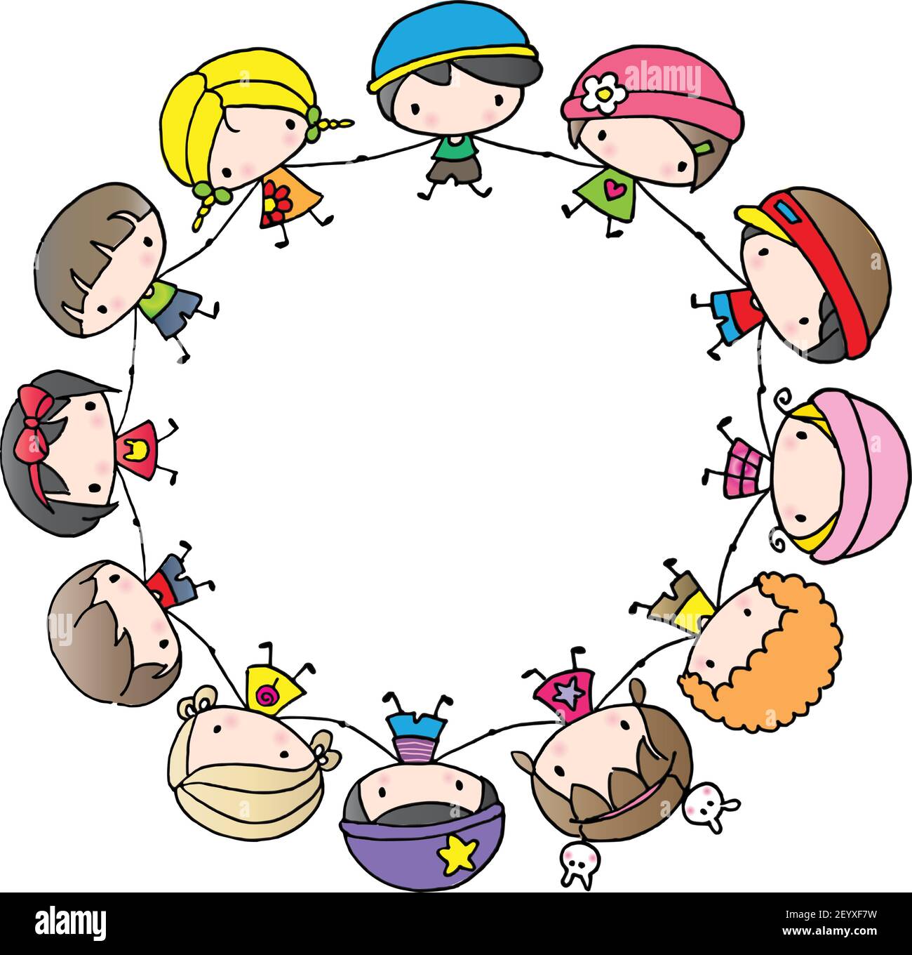 vector cartoon kids circle border frame background Stock Vector Image ...