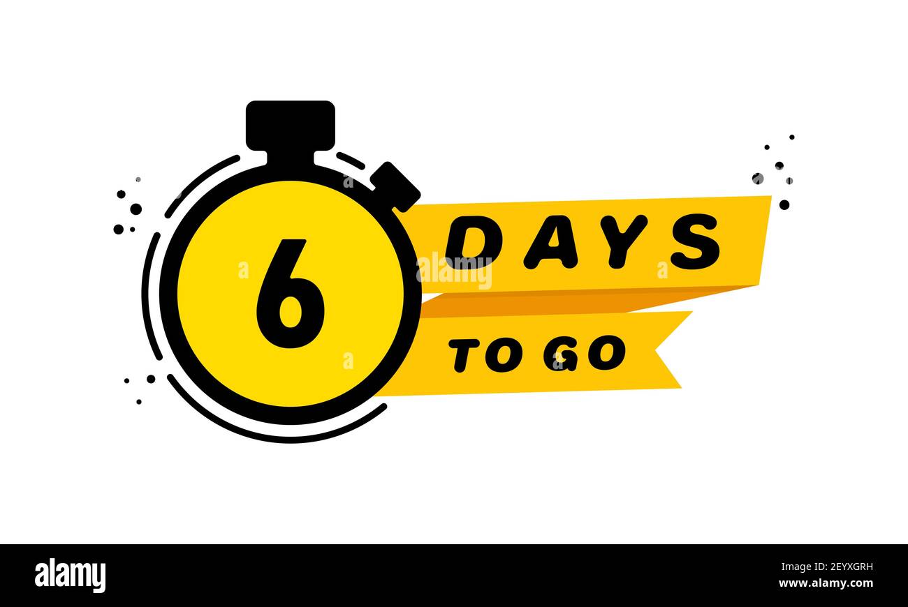 6 Days to go icon set. Announcement. Countdown left days banner. Vector ...