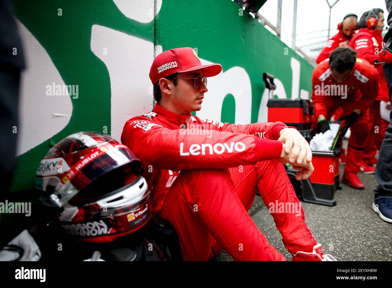 LECLERC Charles (mco), Scuderia Ferrari SF90, portrait, staring grid ...