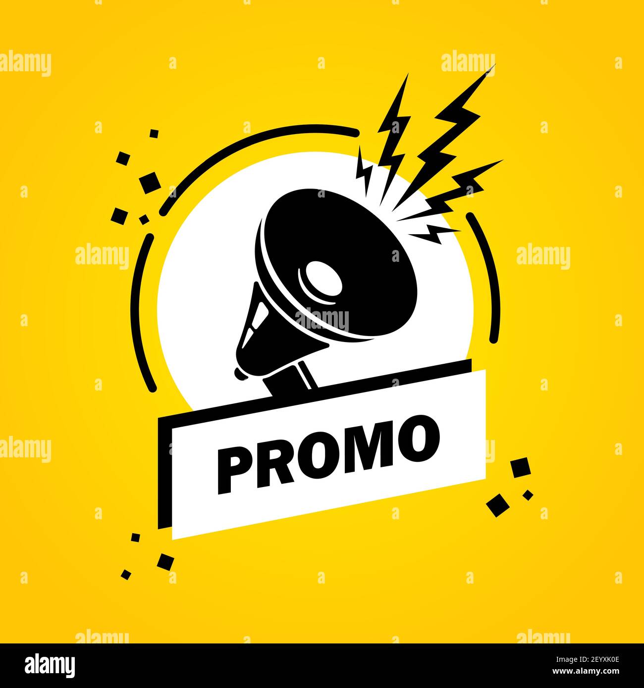 Megaphone with Promo speech bubble banner. Loudspeaker. Label for ...