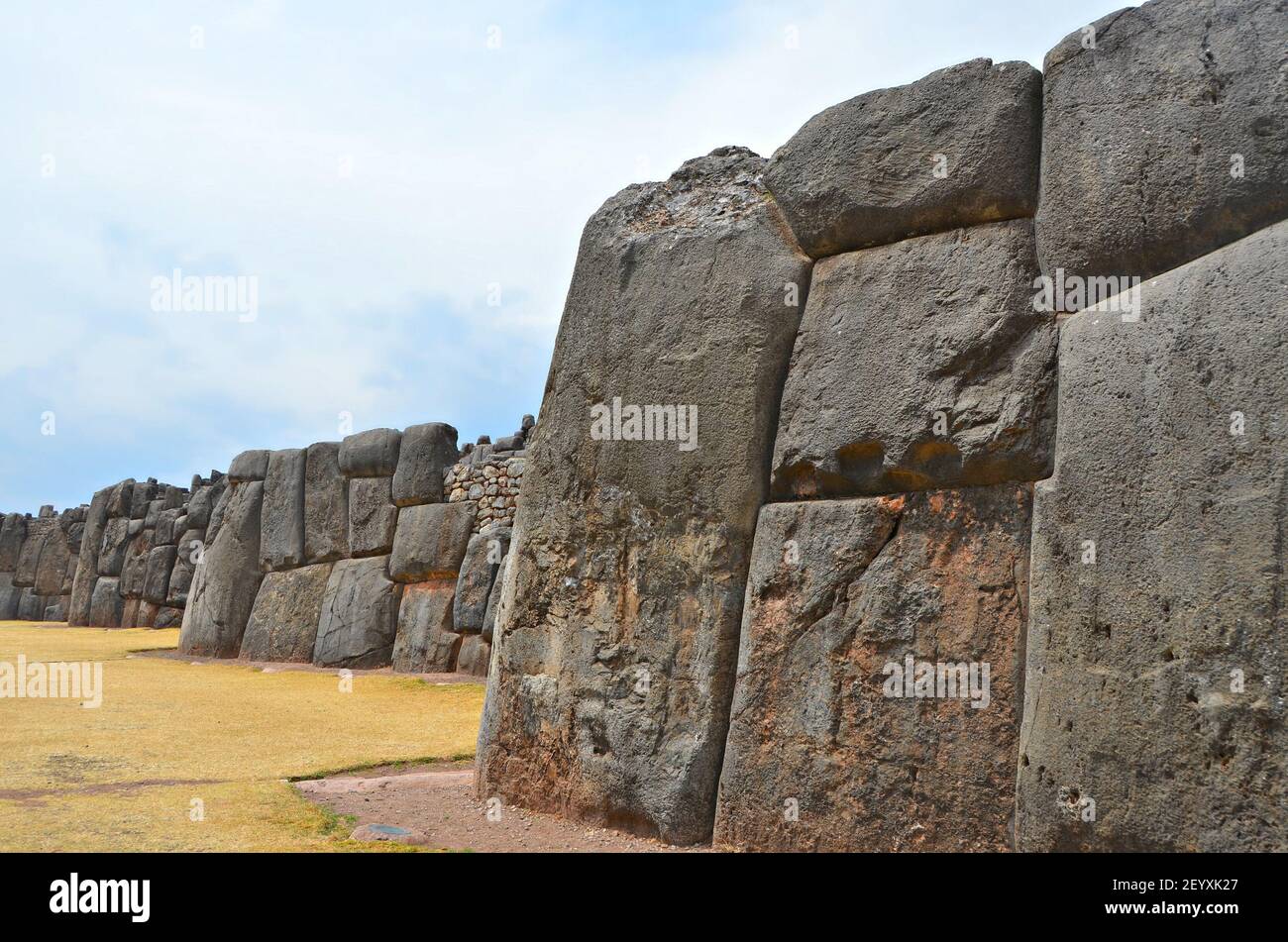 View of the stone wall of Sacsayhuamán, the 13th century Inca Empire ...