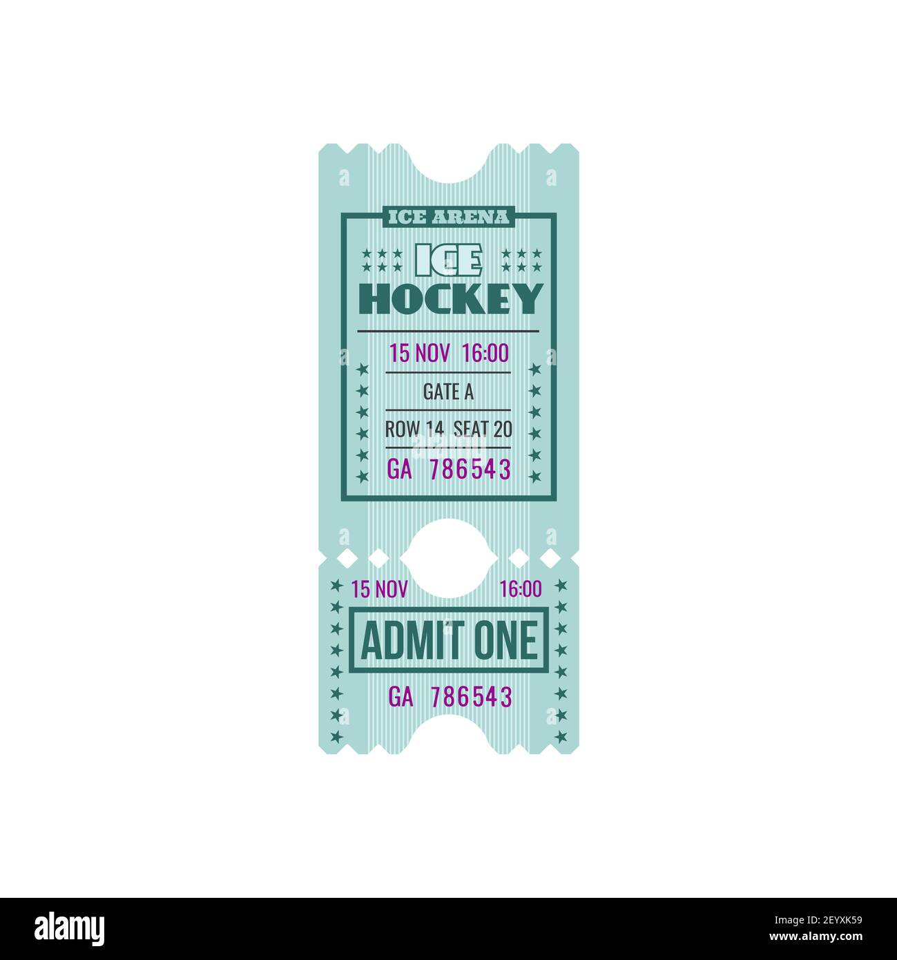 Ice hockey game ticket isolated retro mockup template. Vector vintage ...