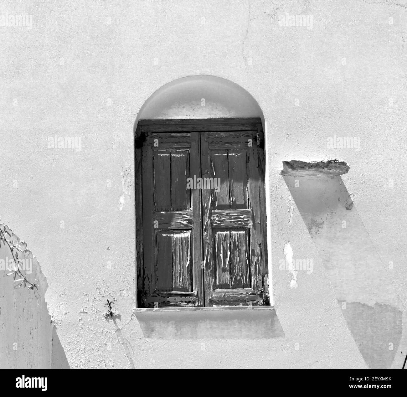 Greece antique window in europe old architecture and gray concrete ...