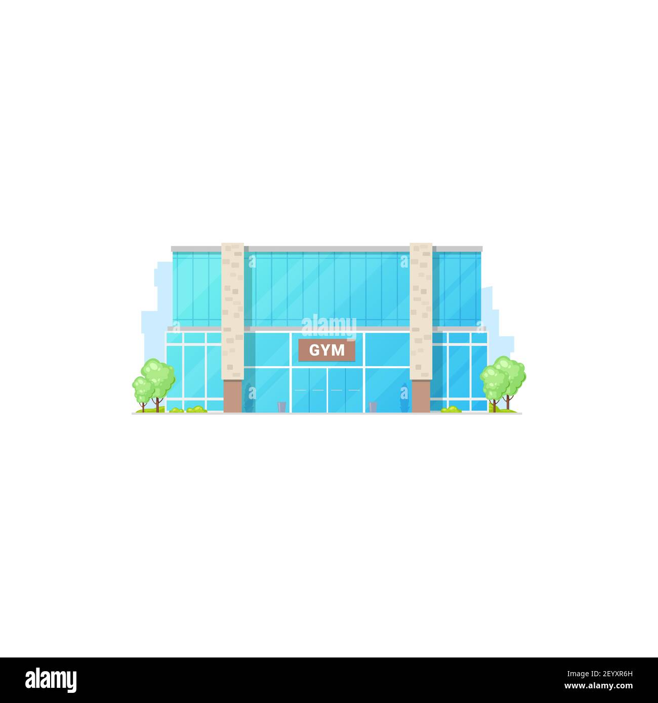 Gym architecture fitness center building isolated sport club. Vector ...