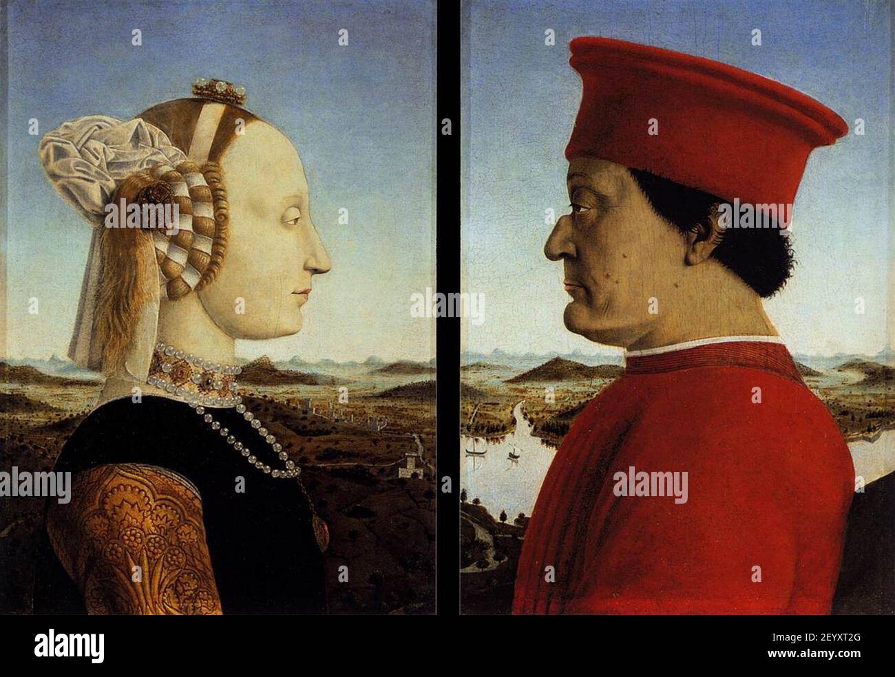 Piero, Double portrait of the Dukes of Urbino 03 Stock Photo - Alamy