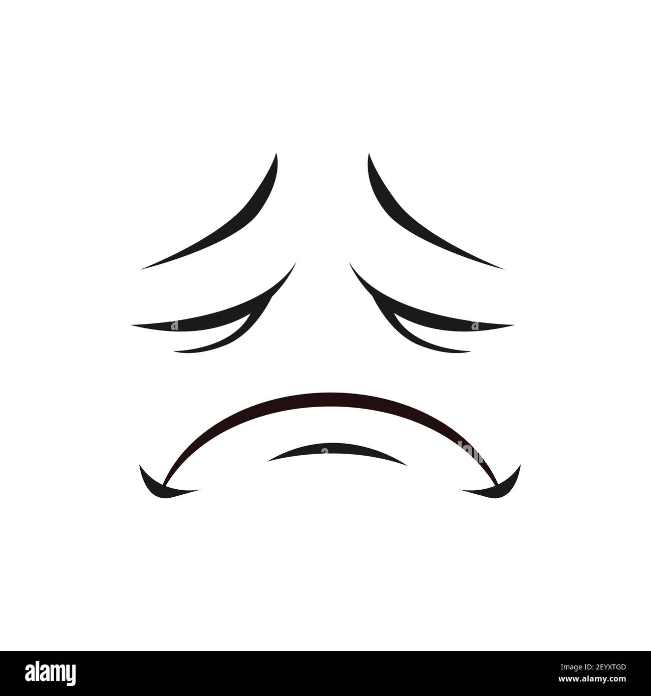 Bored crying smiley with closed eyes, depressed character in bad mood ...