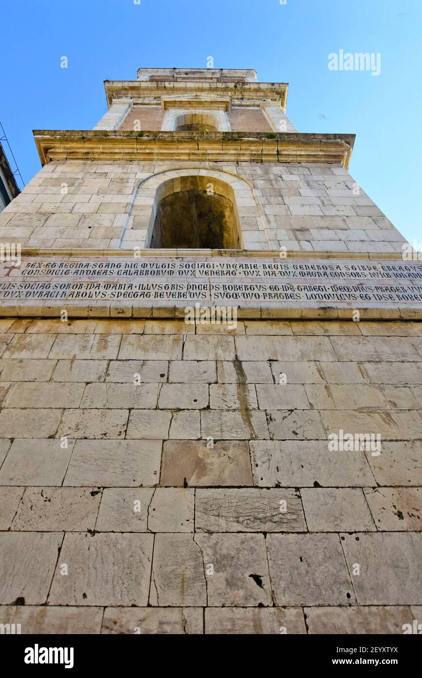 A medieval tower in the historic center of the city of Naples Stock ...