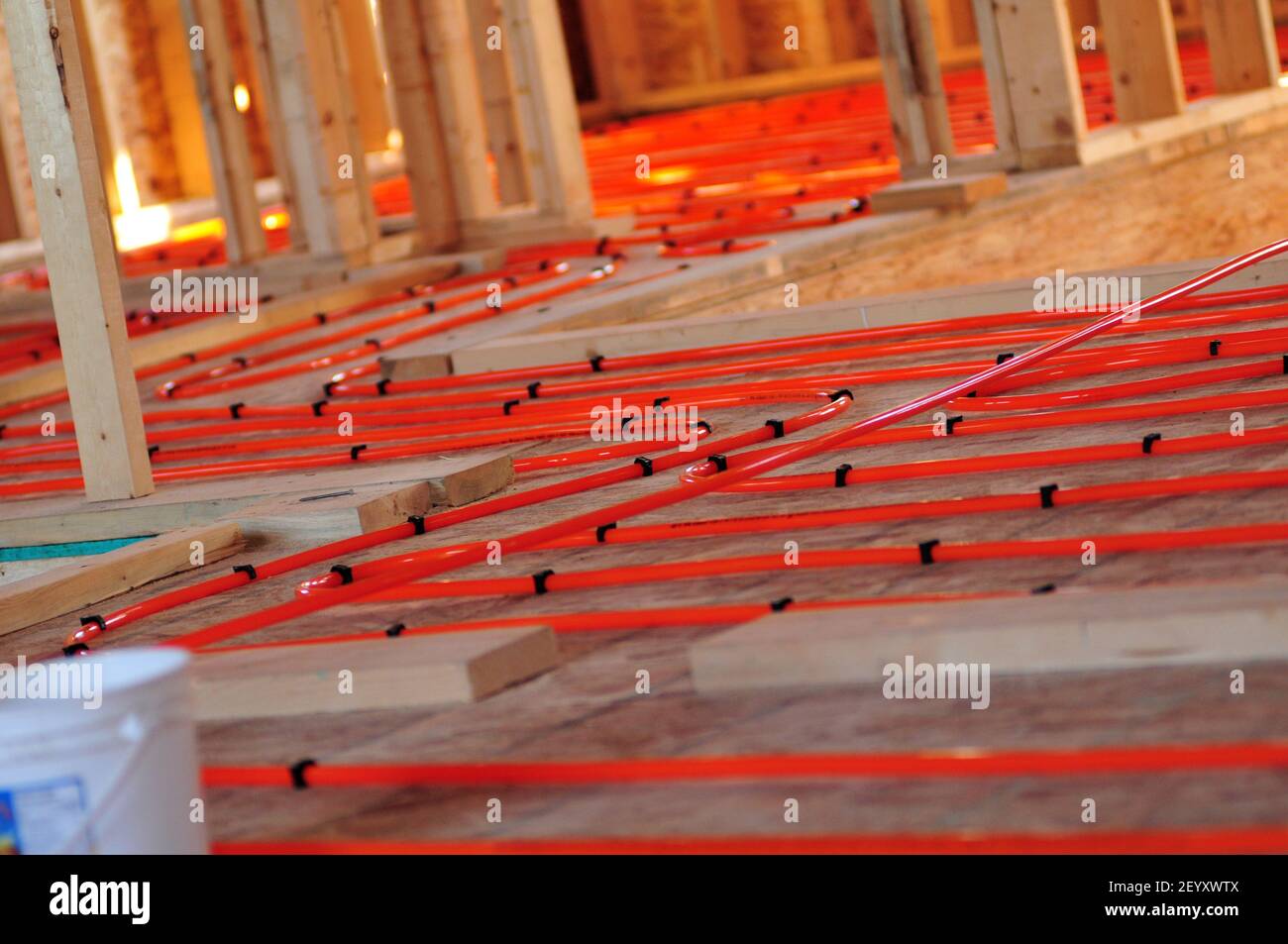 20 September 2012 - Surrey, B.C., Canada - Radiant PEX tubing is seen ...