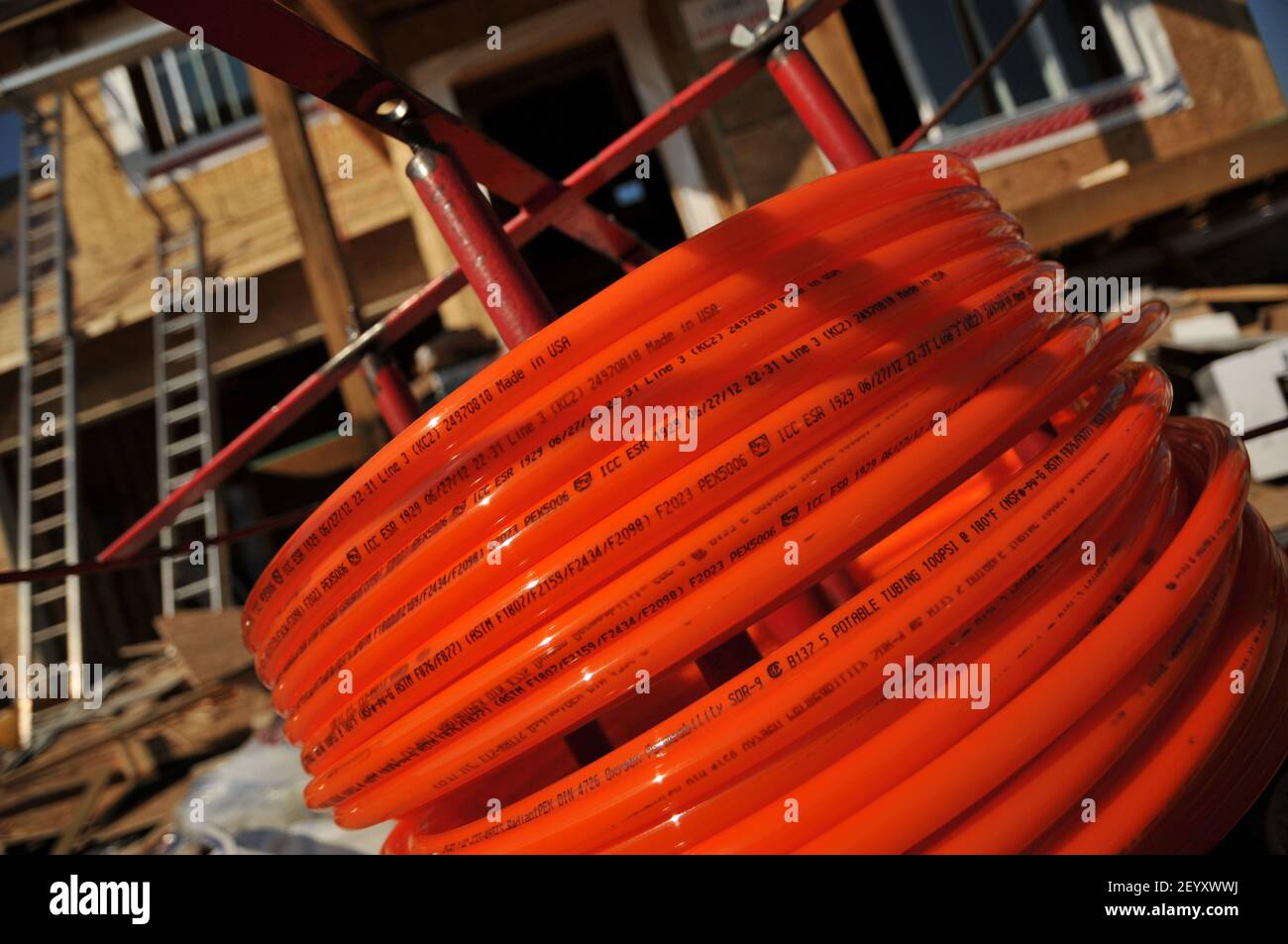 20 September 2012 - Surrey, B.C., Canada - Radiant PEX tubing is seen ...
