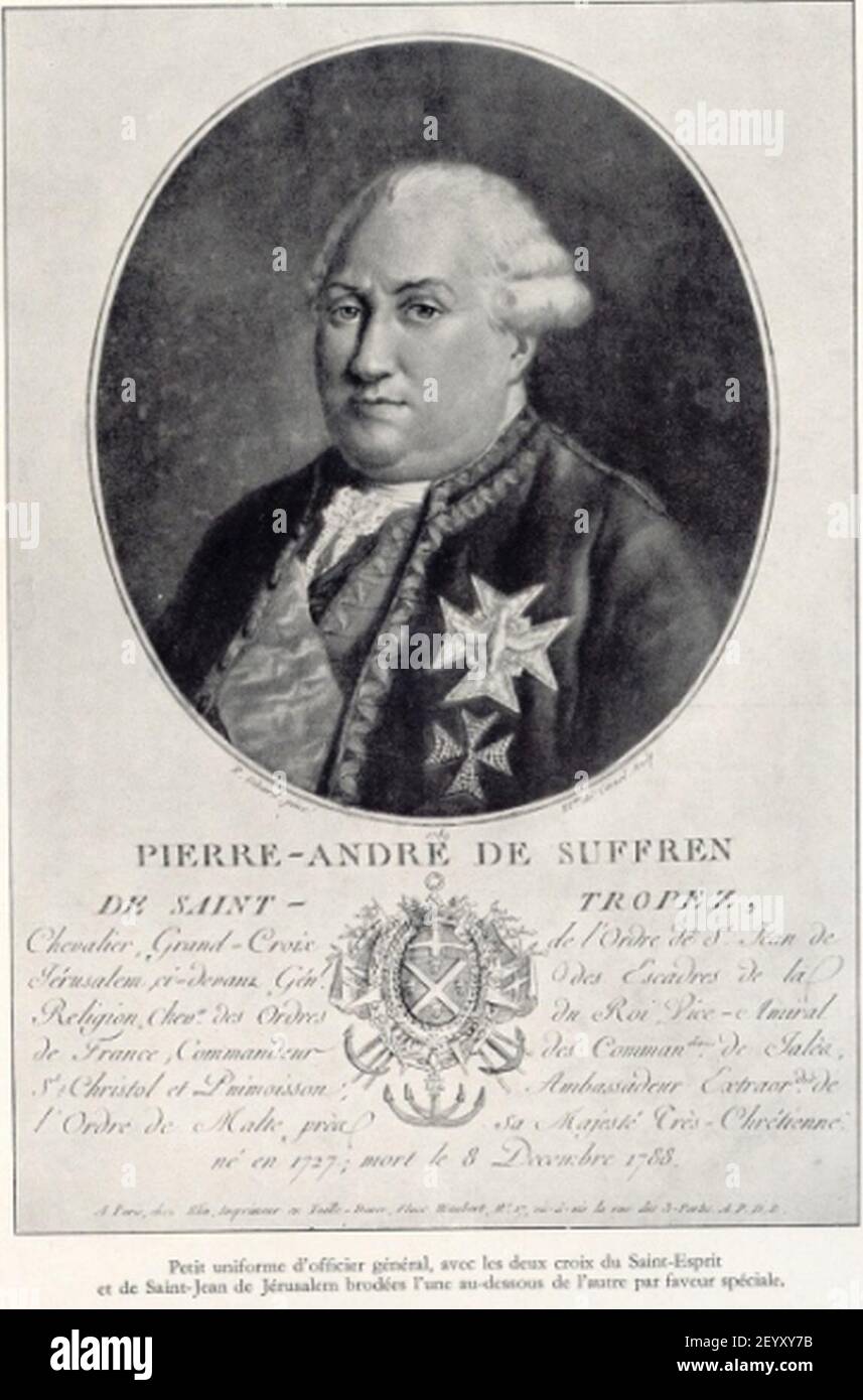 Pierre Andre de Suffren gravure 1789 Champion de Cernel Stock Photo - Alamy