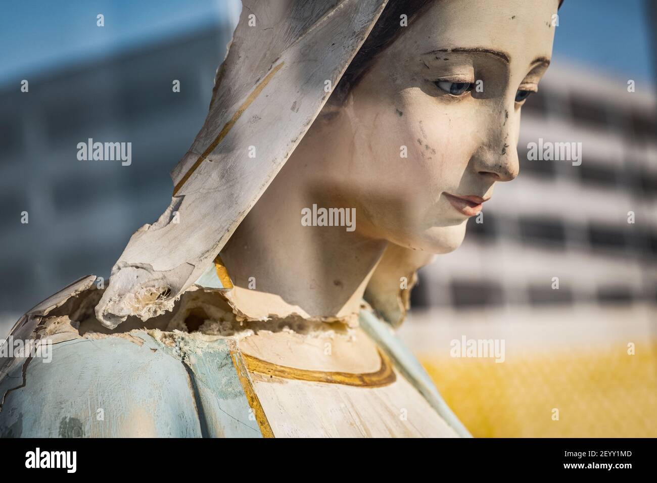 Erbil, Iraq. 06th Mar, 2021. A restored statue of Virgin Mary, which ...
