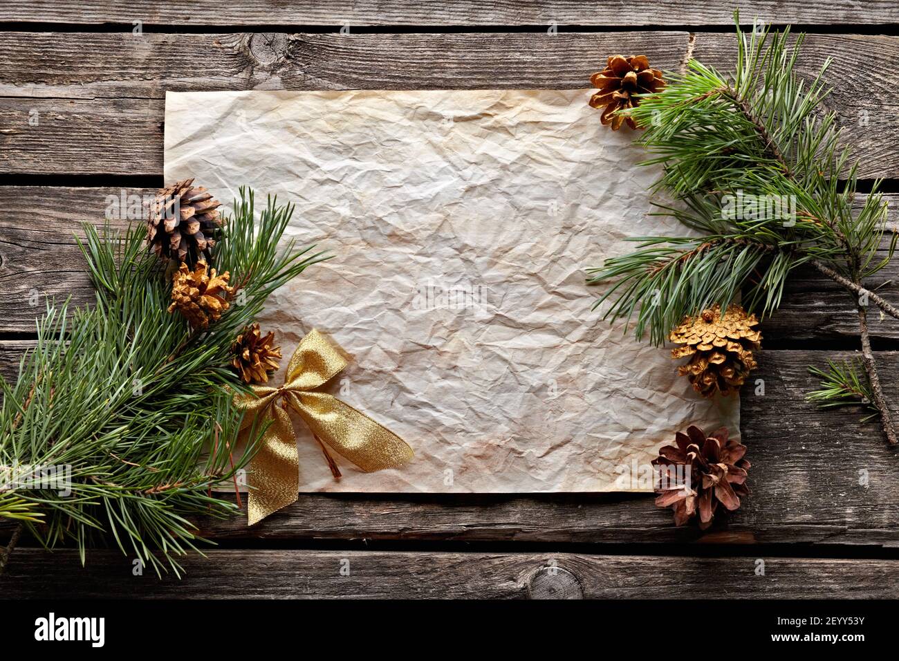 Old crumpled paper with spruce twigs Stock Photo - Alamy
