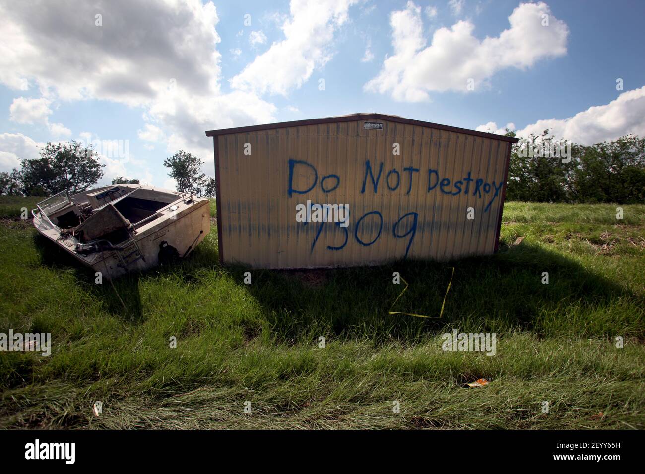 20 September 2012. Plaquemines Parish, Louisiana, USA. A house and boat ...