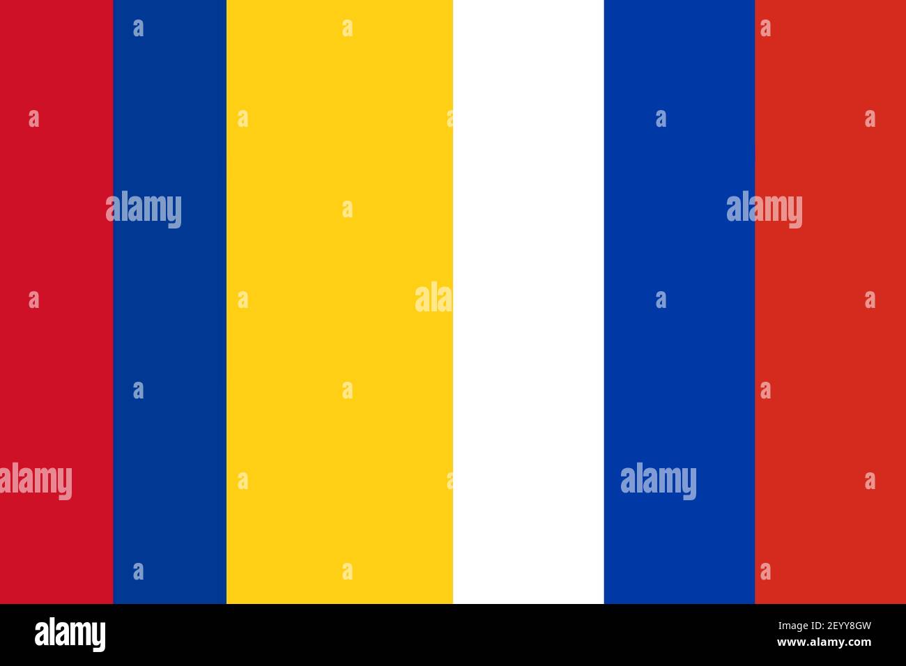 A closeup of Colombia and Russia vertical National flags in the ...