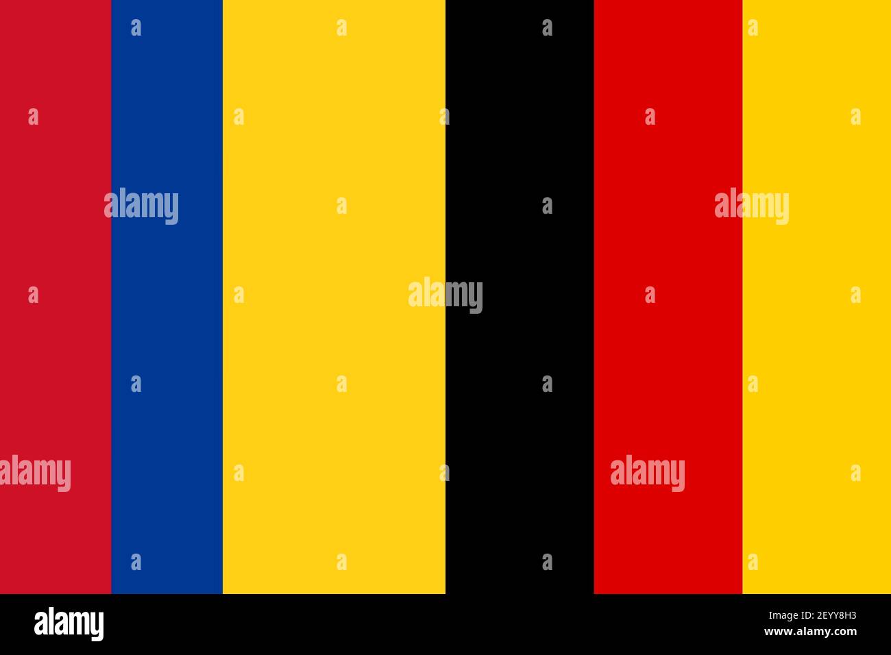 A closeup of Colombia and Germany vertical National flags in the ...