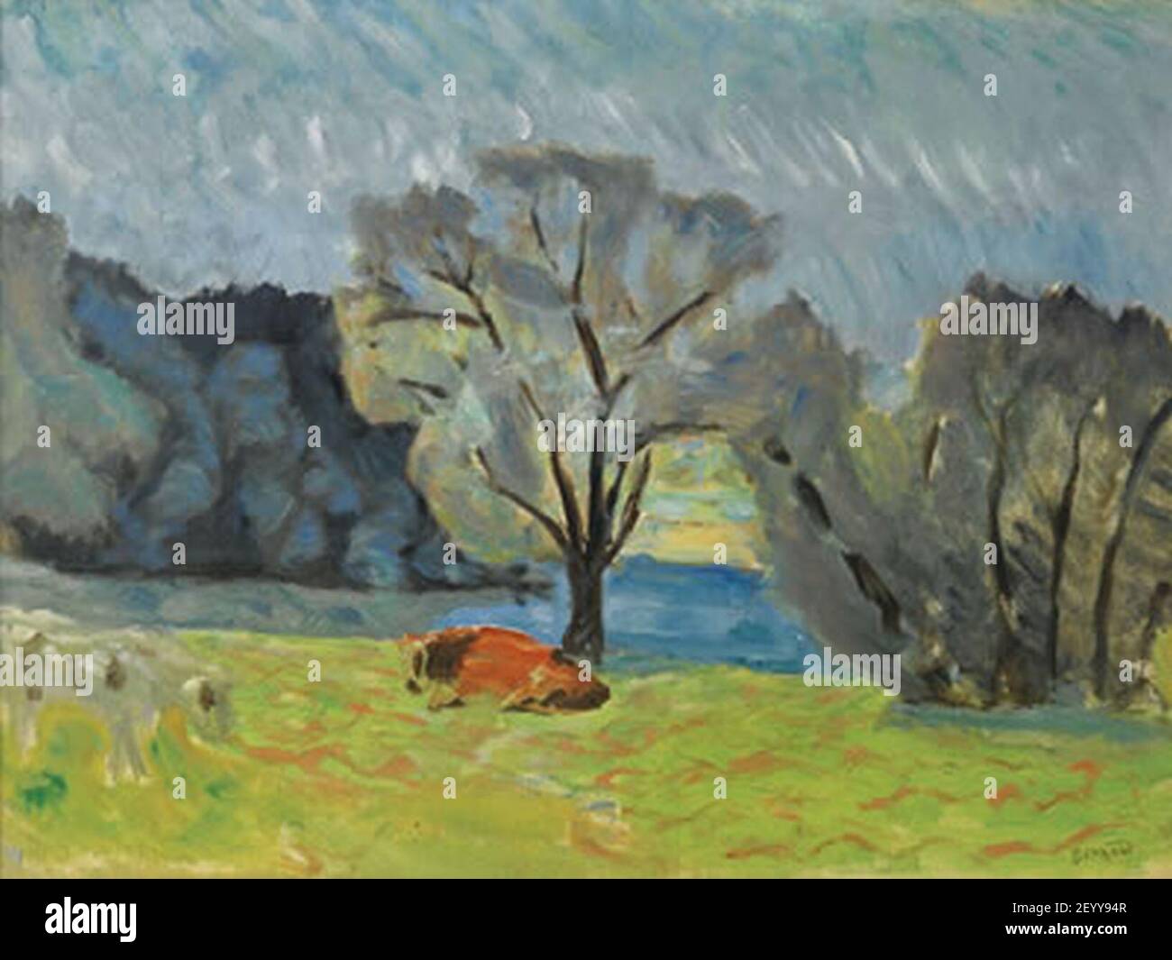 Pierre Bonnard Landscape with cows 1918 Stock Photo - Alamy