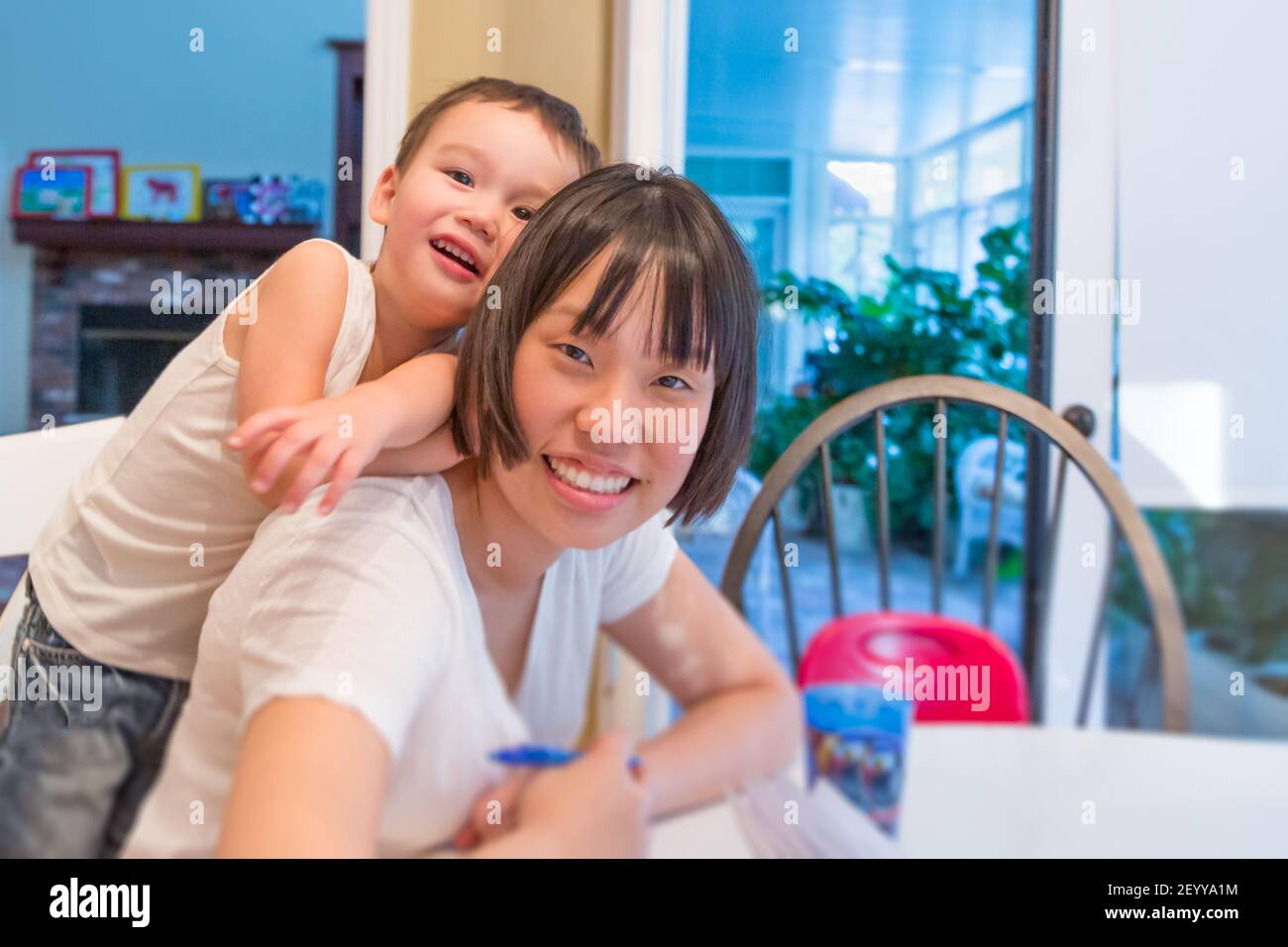 Happy Mixed Race Chinese and Caucasian Boy Having Fun with Chinese ...