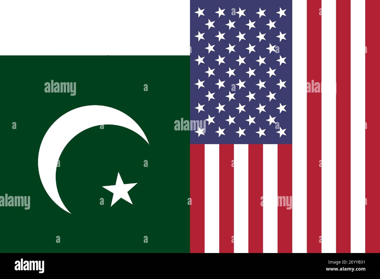 A closeup of the Pakistan and United States of America vertical ...
