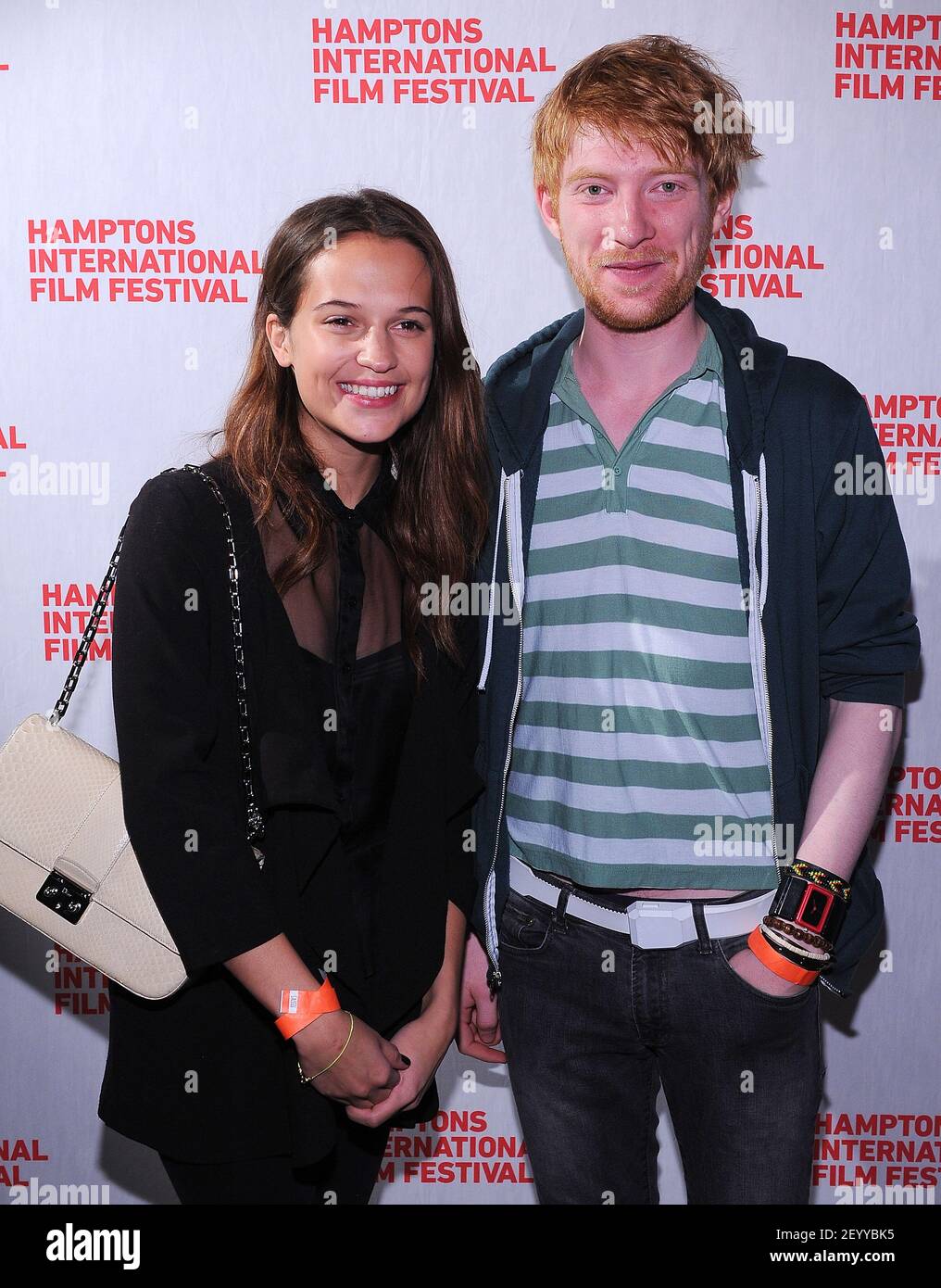 4 October 2012 - East Hampton, NY - Actors Alicia Vikander and Domhnall ...